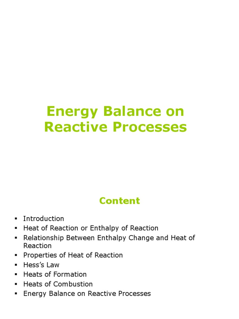 Energy Balance On Reactive Processes | PDF | Stoichiometry | Enthalpy