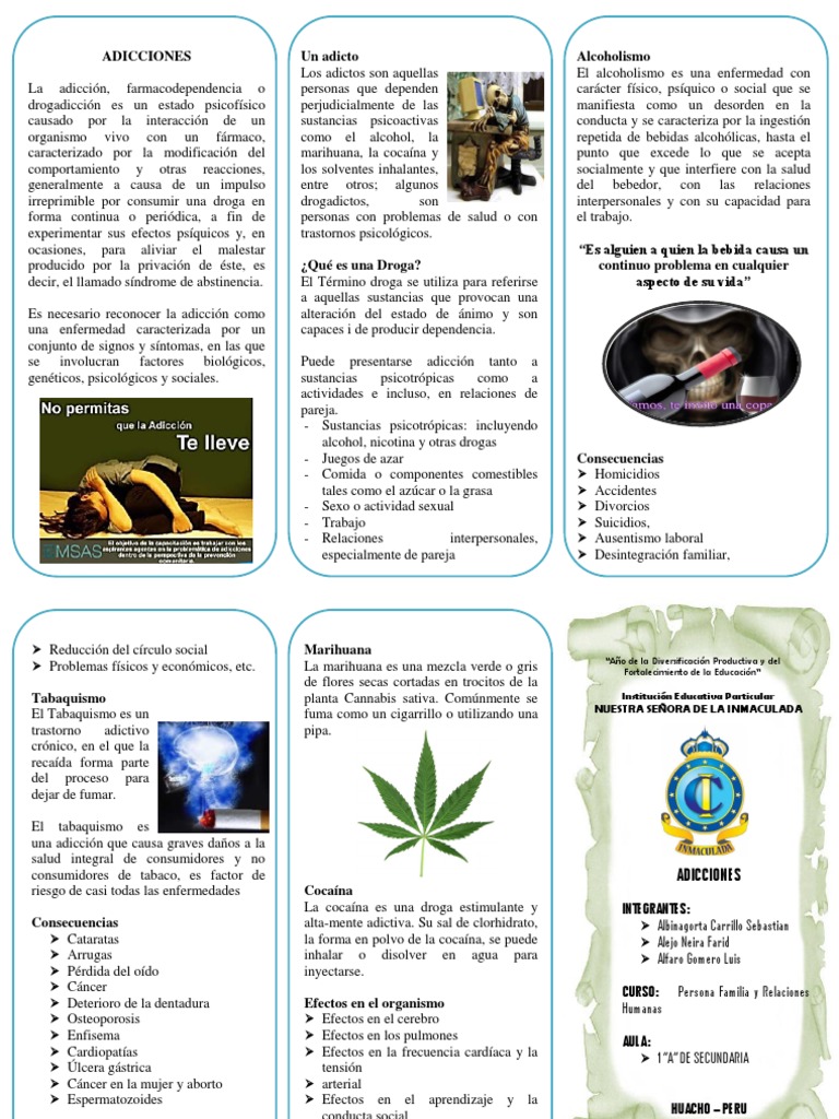 ADICCIONES - Triptico | Descargar gratis PDF | La dependencia de ...