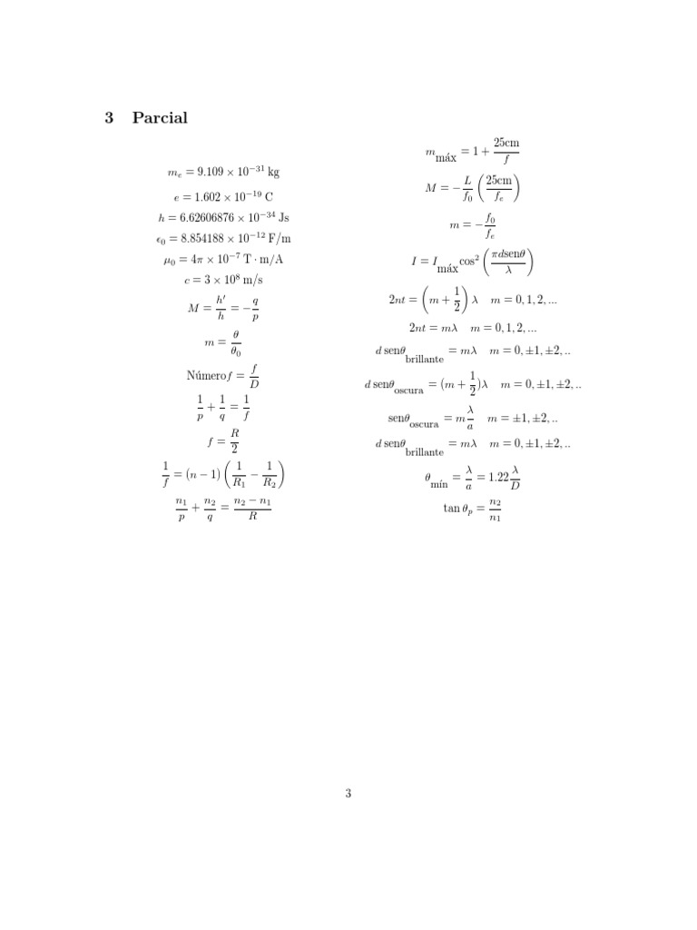 Formu 3 Physics Equations Summary | PDF