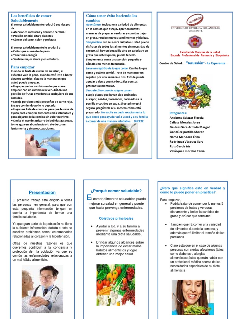 Triptico Comer Saludable | PDF | Alimentos | Vegetales