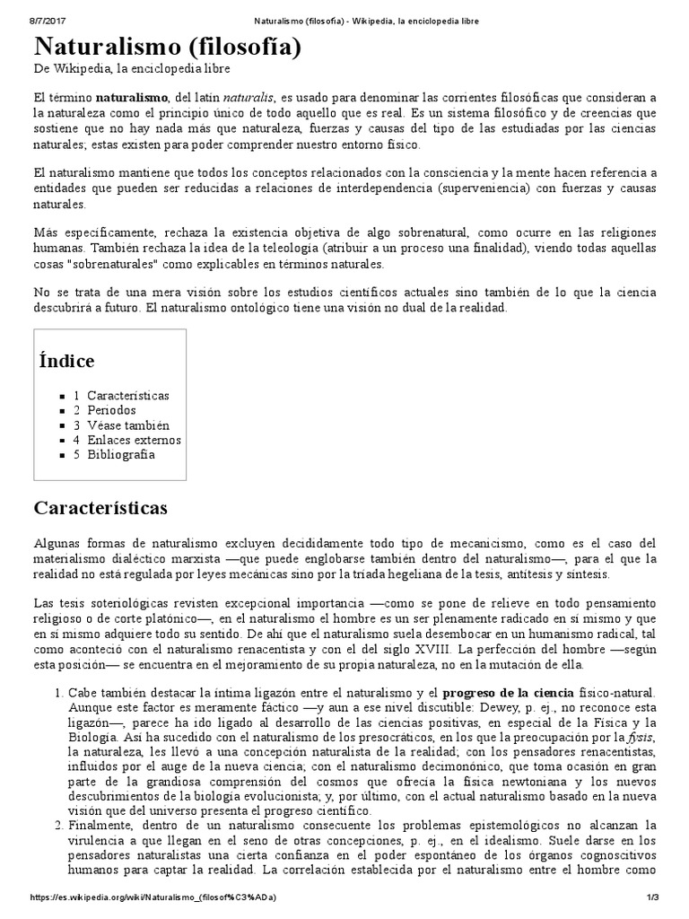 Naturalismo (Filosofía) PDF | PDF | Naturalismo (filosofía) | Filosofía ...