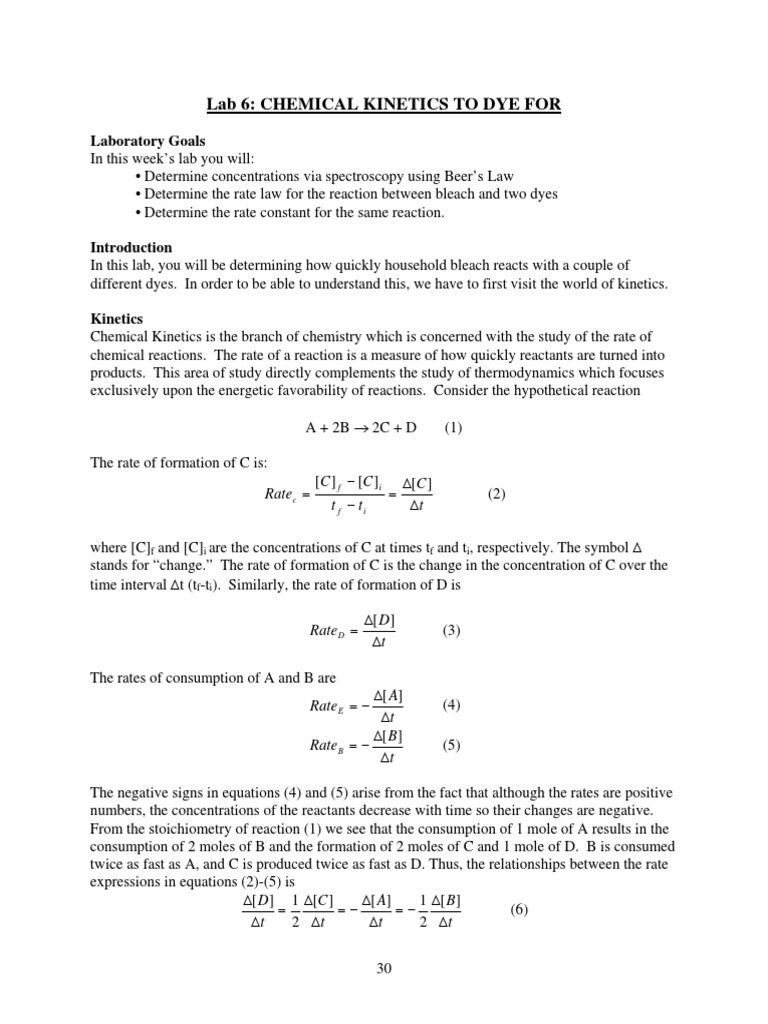Kinetics of Dye Bleaching with Bleach | PDF | Chemical Kinetics | Chemistry