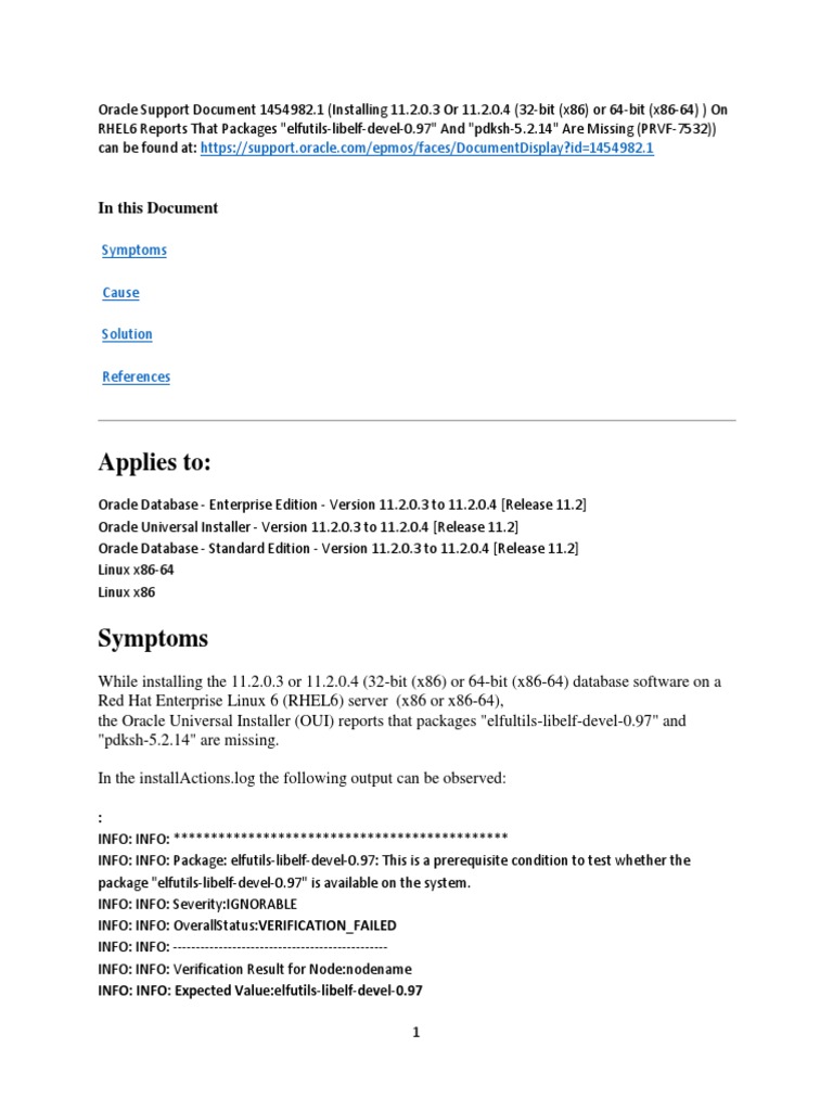 11.2.0.2 Install Missing Pdksh-5.2.14 RPM | PDF | 64 Bit Computing | Oracle Corporation