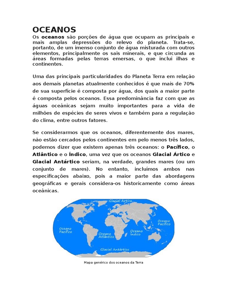 Oceanos | PDF | Oceano Atlântico | Oceano Índico