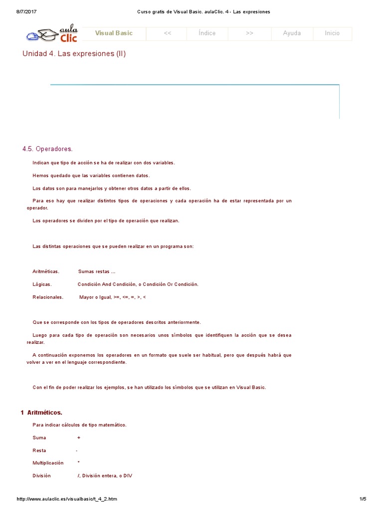 Curso Gratis de Visual Basic. AulaClic | PDF | Informática | Software
