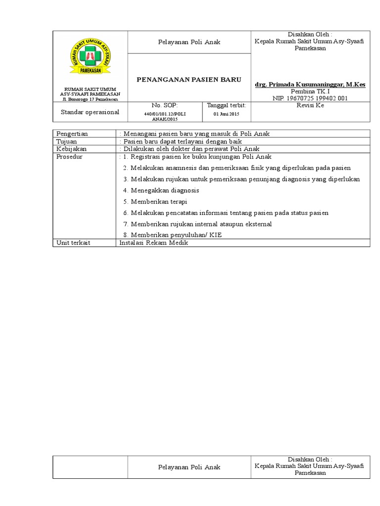 SOP Poli Anak | PDF | Sains & Matematika