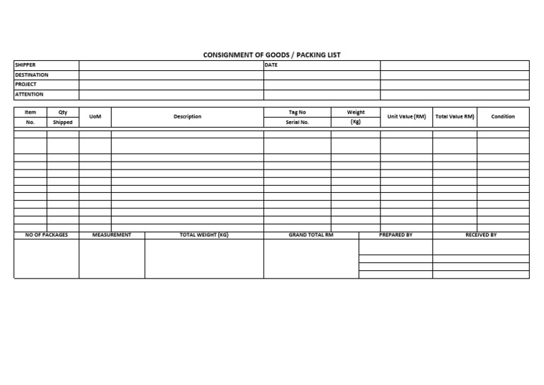Sample Consignment of Good Form | PDF