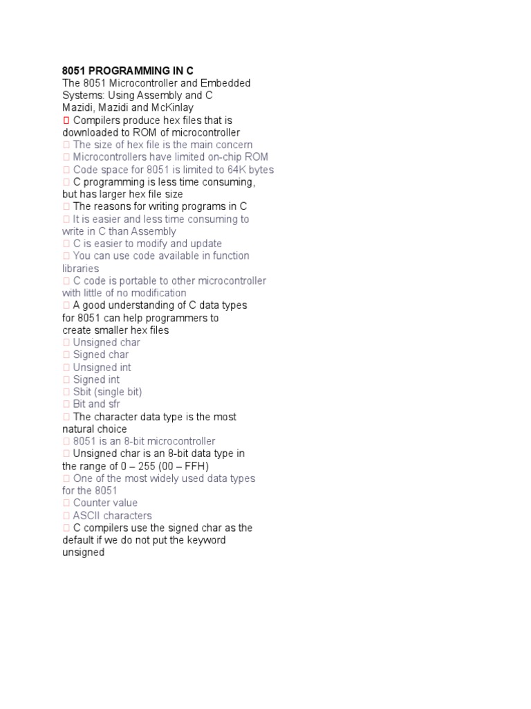 8051 Programming in C | PDF | C (Programming Language) | Integer ...