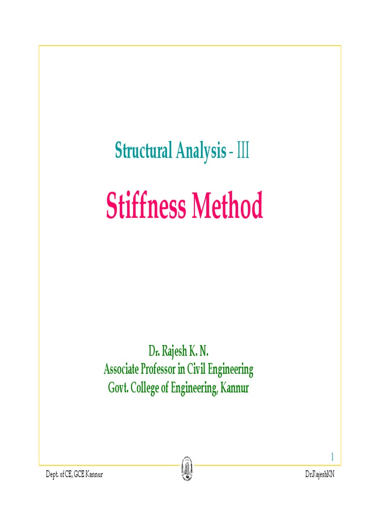 Stiffness Method in Structural Analysis | PDF | Stiffness | Structural ...
