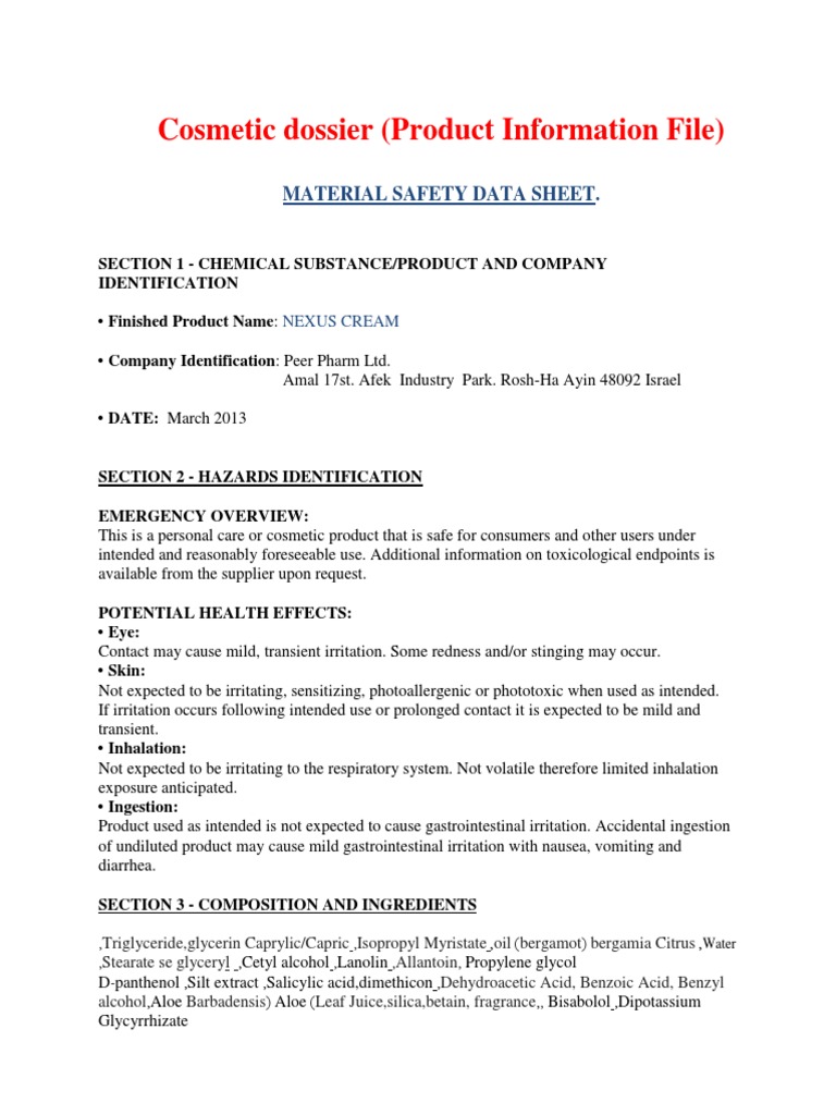 Cosmetic Dossier | PDF | Cosmetics | Personal Protective Equipment