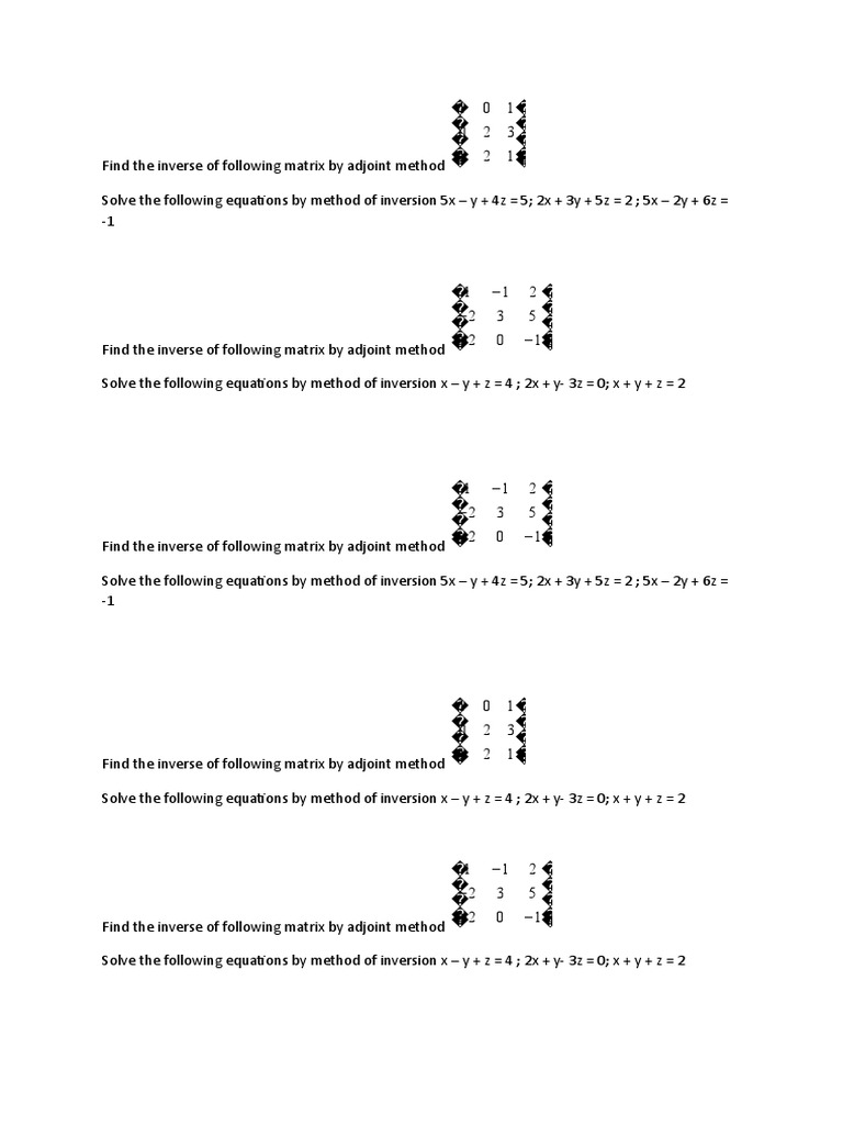 Find The Inverse of Following Matrix by Adjoint Method | PDF