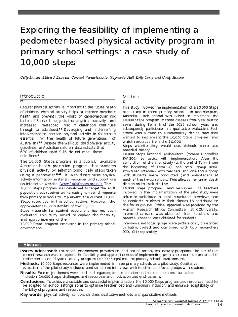 Exploring The Feasibility of Implementing A Pedometer-Based Physical ...