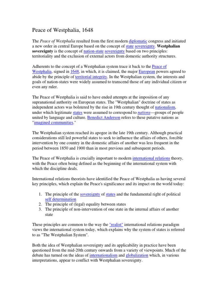 Peace of Westphalia (Print) | PDF | Sociological Theories | Justice