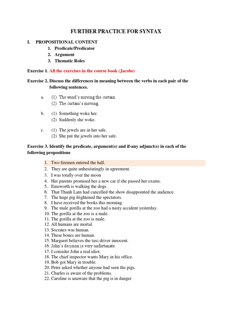 Further Practice For Syntax | PDF