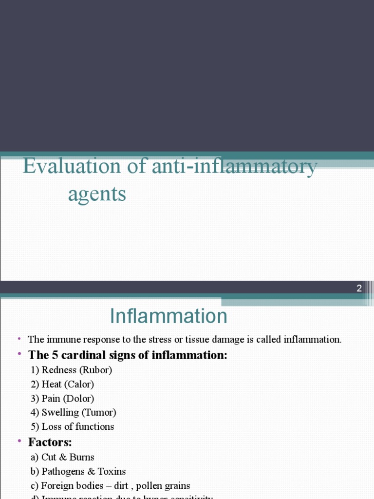 Evaluation of Anti-Inflammatory Agents | PDF | Inflammation | Cytokine