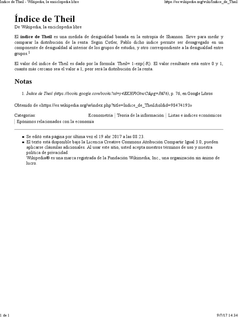 Índice de Theil | PDF