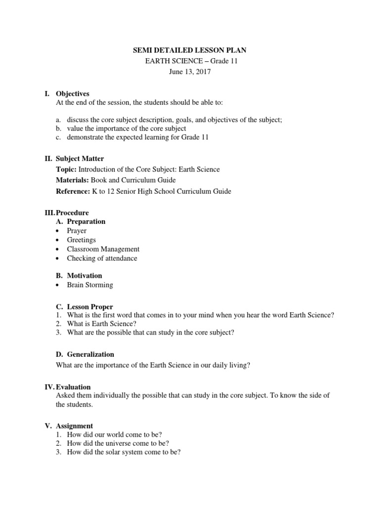 Semi Detailed Lesson Plan | PDF | Lesson Plan | Quality Of Life