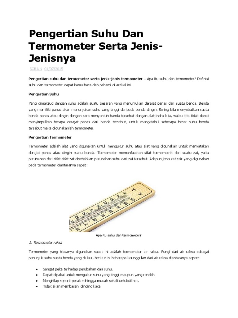 Pengertian dan Jenis Suhu serta Termometer | PDF