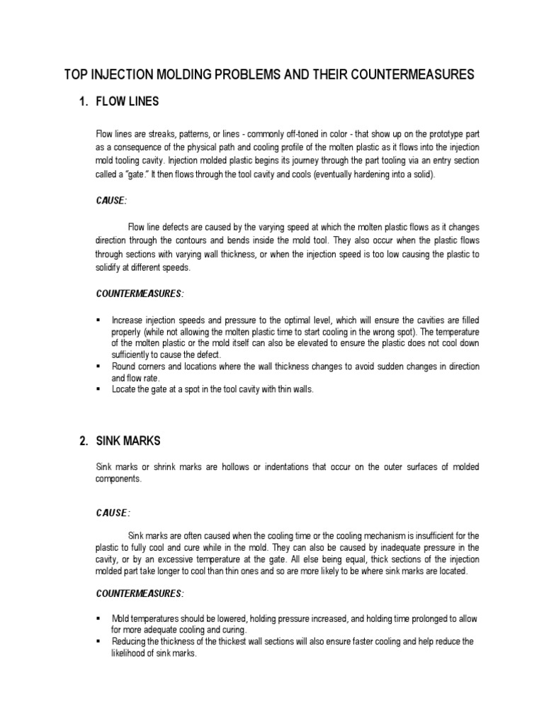 Top Injection Molding Problems and Their Countermeasures | PDF | Nozzle ...