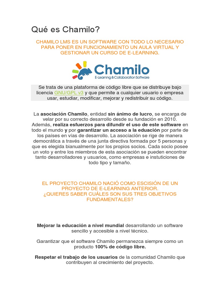 Introducción a Chamilo LMS | PDF | Dispositivos educativos | Obras intelectuales