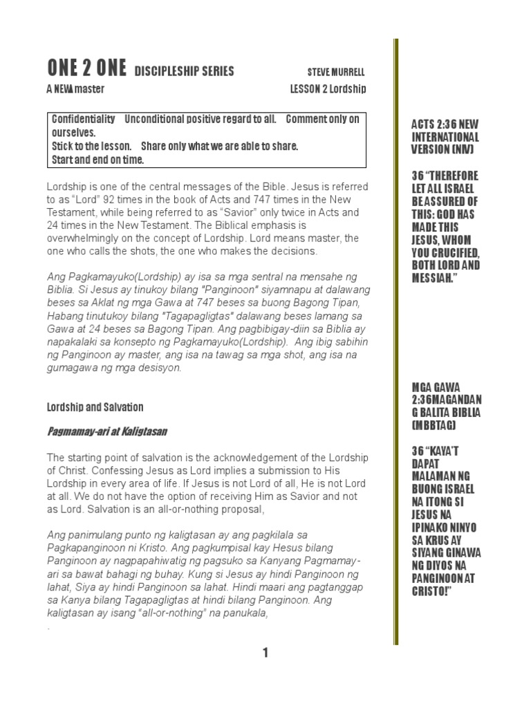 ONE 2 ONE LESSON 2 Lordship Page 1 of 3 | PDF