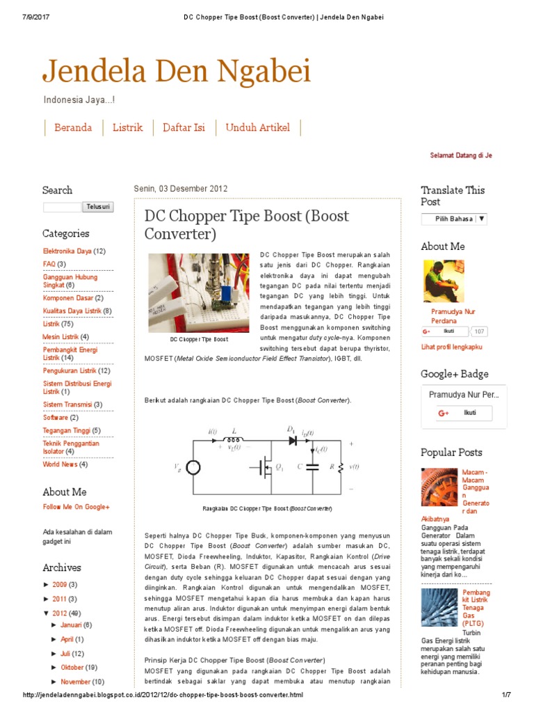 DC Chopper Tipe Boost (Boost Converter) | PDF