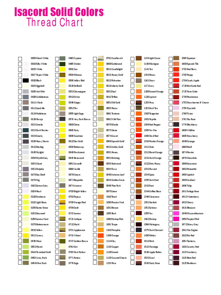 Thread Color Chart PDF | PDF
