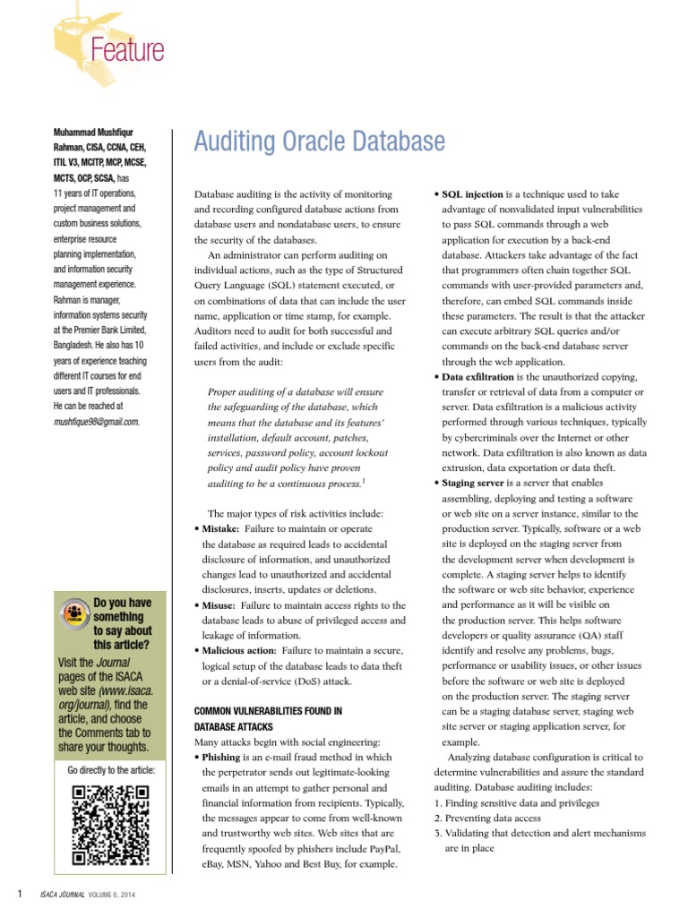 Auditing-Oracle-Database Joa Eng 1114 | PDF | Oracle Database | Databases