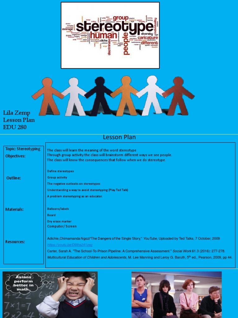 Lesson Plan Edu 280 | PDF | Stereotypes | Adolescence