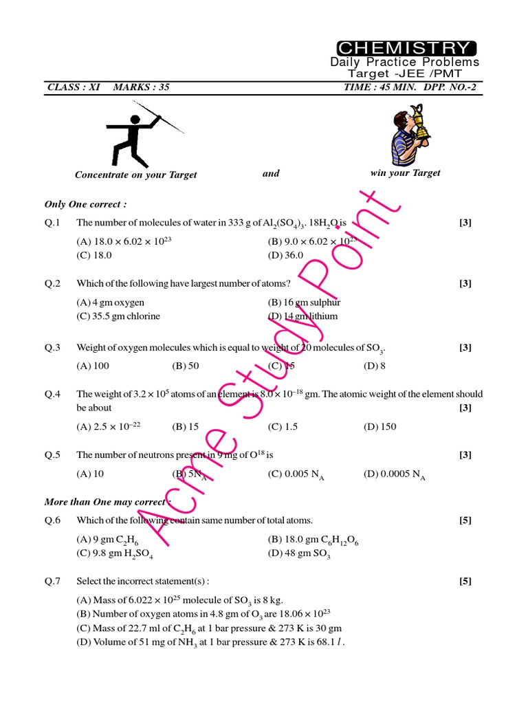 Chemistry DPP 2 | PDF | Carbon | Mole (Unit)