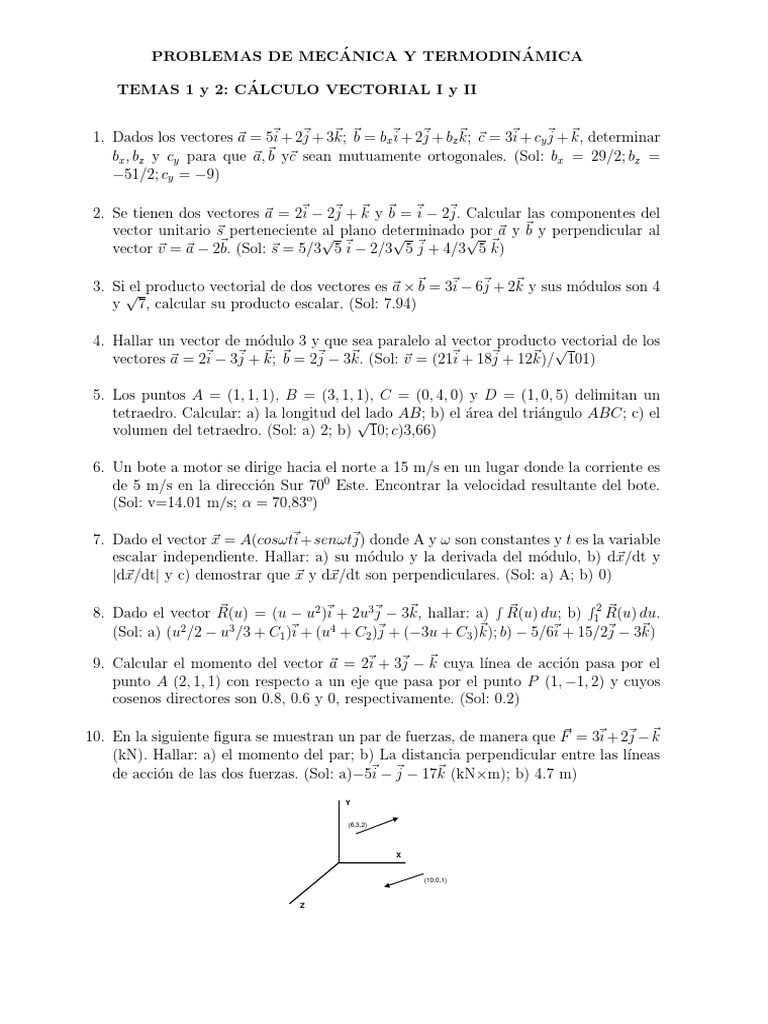 Ejercicios Calculo Vectorial I Y Ii PDF | PDF | Vector Euclidiano | Espacio