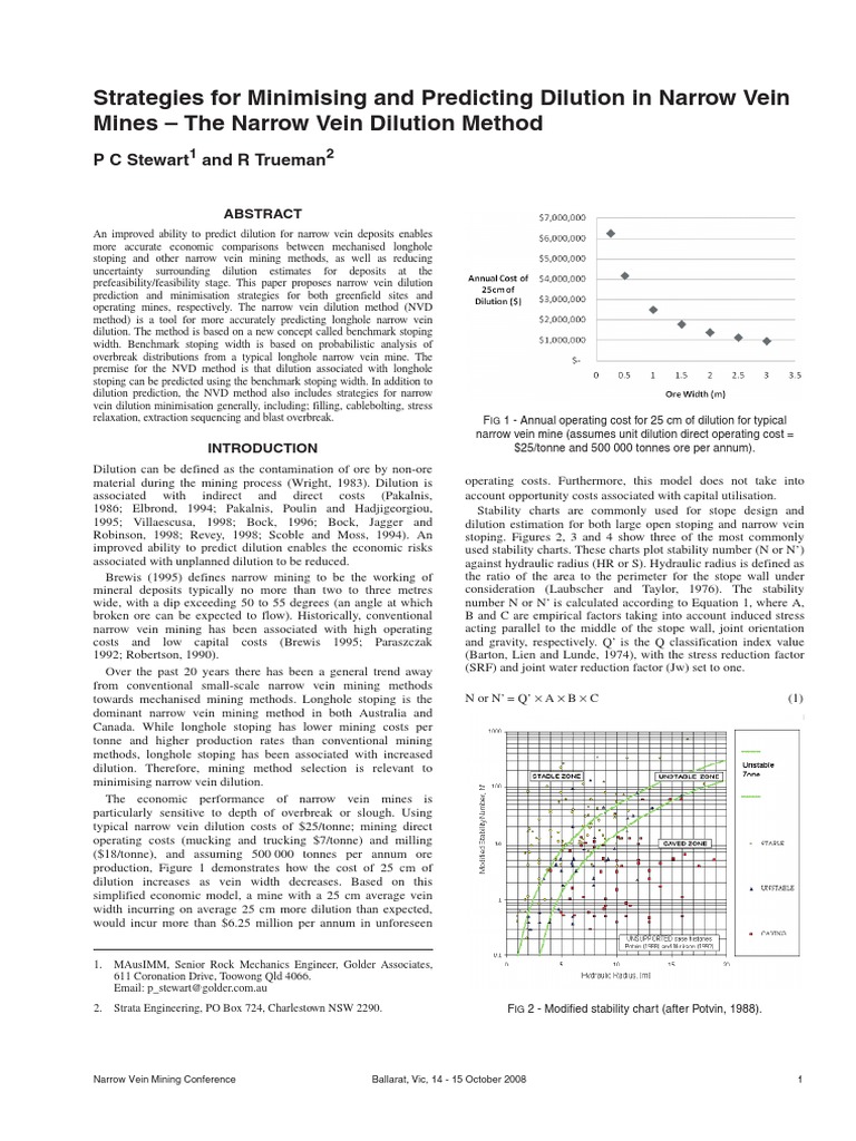 Strategies For Minimising Dilution in Narrow Vein Mine PDF | PDF ...