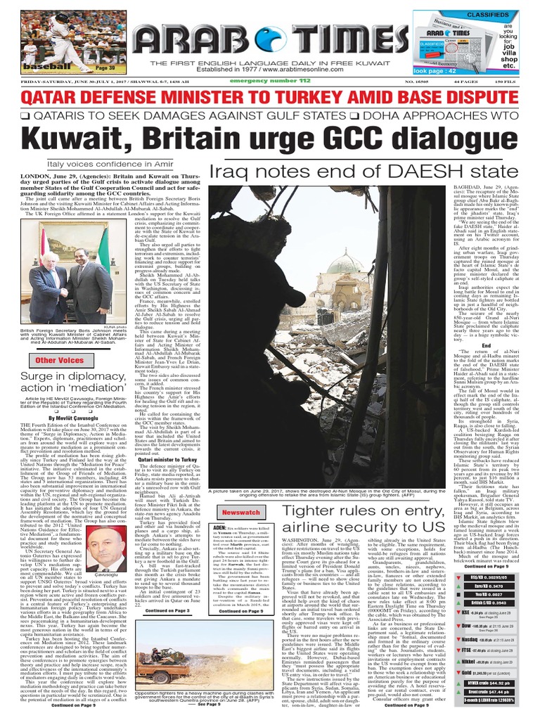Arab Times - Vi 30 Jun y Sá 1 Jul 2017 | PDF | Islamic State Of Iraq ...