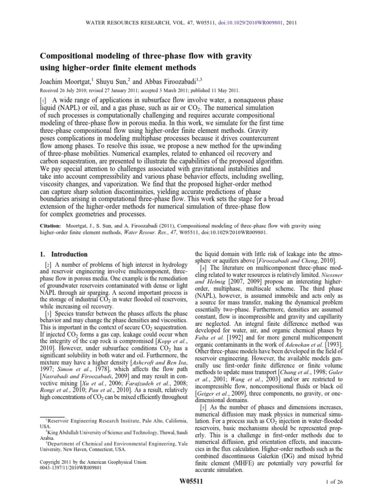 Compositional Modeling of Three Phase Flow With Gravity Using Higher Order Finite Element ...