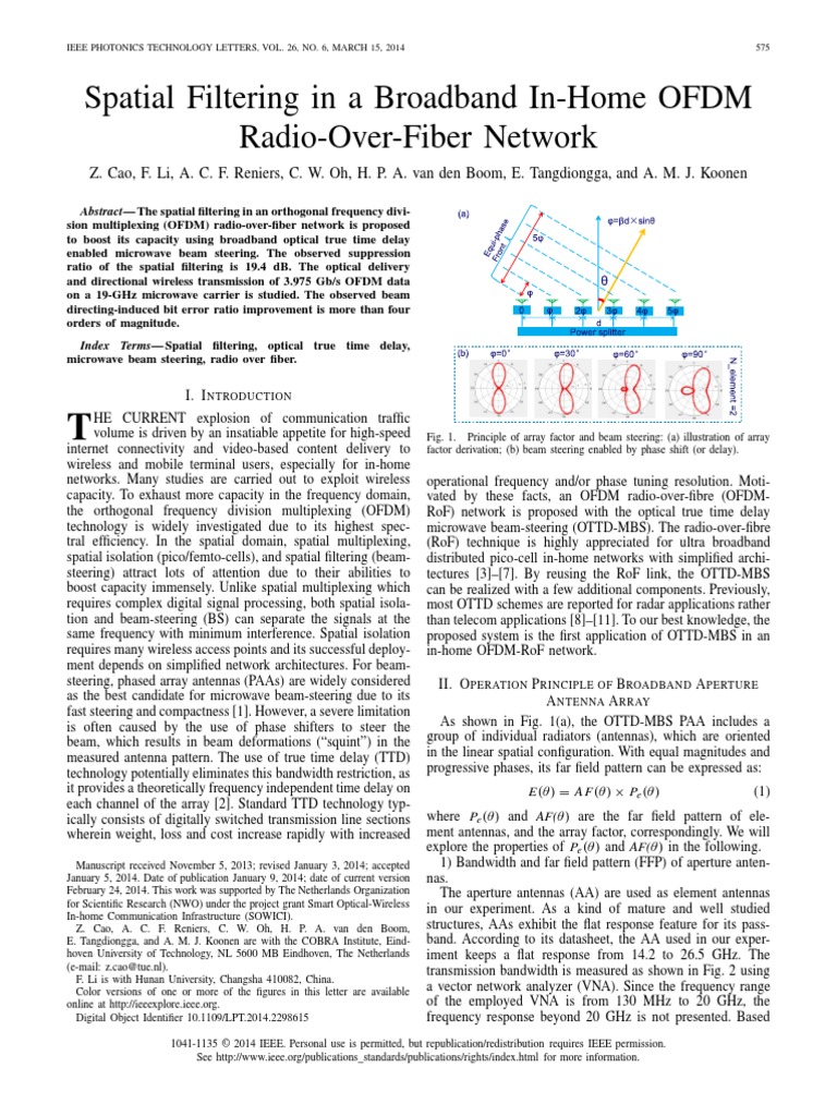 Spatial Filtering in A Broadband In-Home OFDM Radio-Over-Fiber Network | Download Free PDF ...