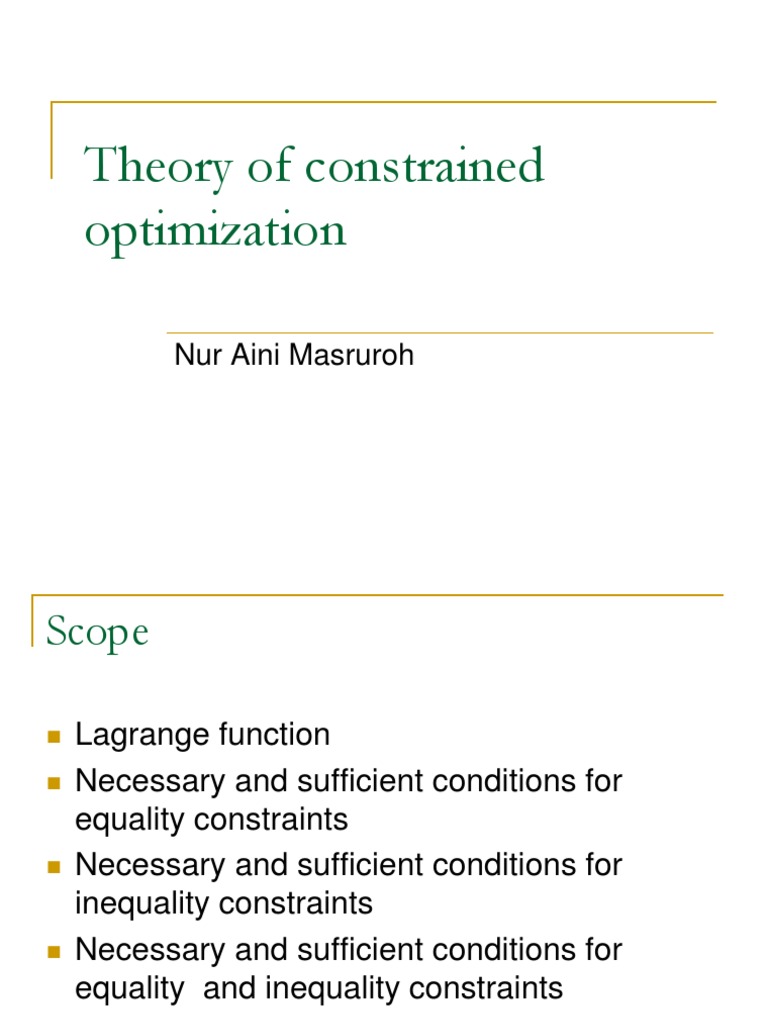 Theory of Constrained Optimization | PDF | Mathematical Optimization | Maxima And Minima