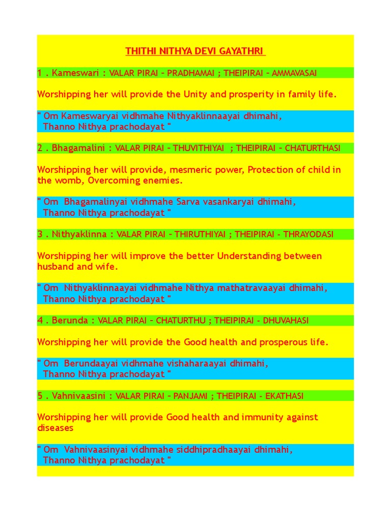 Thithi Nithya Devi | Download Free PDF | Hindu Tantra | Hindu Deities