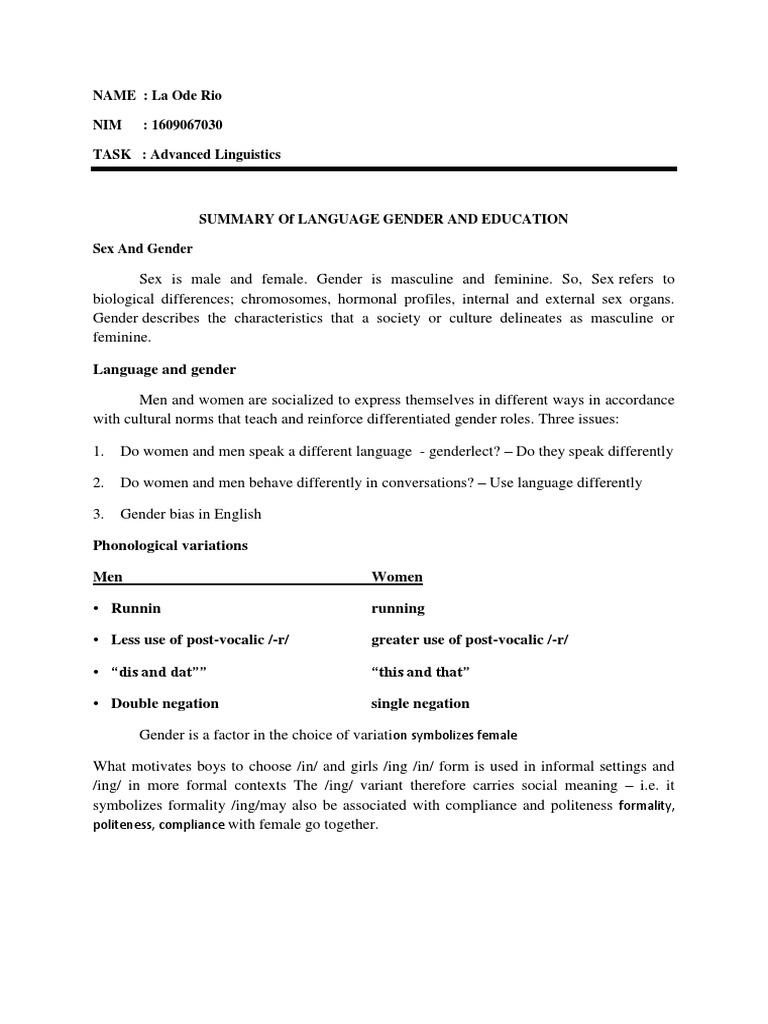 Gendered Language in Education | PDF | Gender Role | Gender