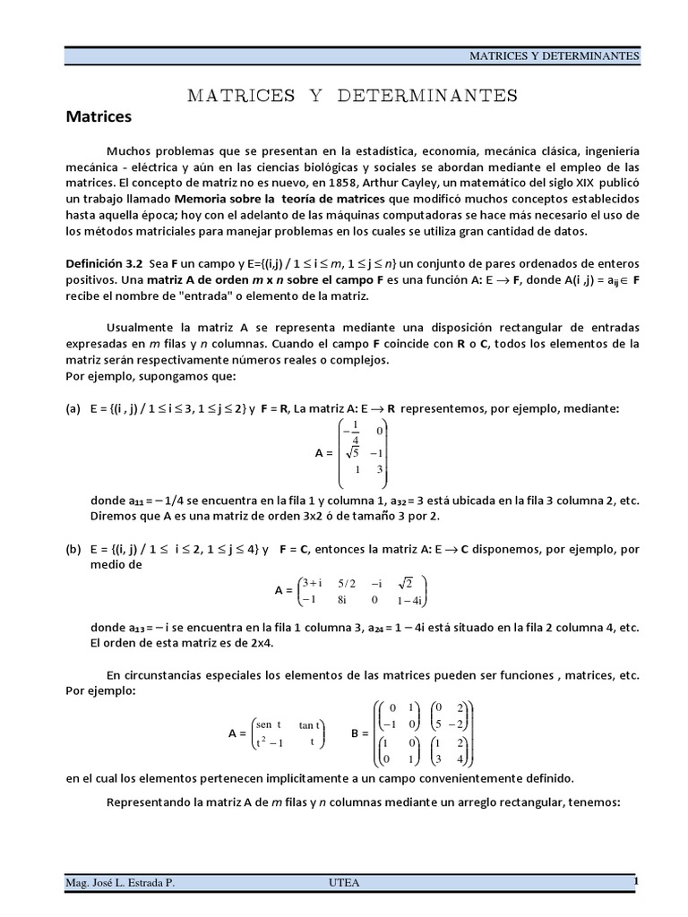 Determinantes de Matrices 3x2 y 2x2 | PDF | Determinante | Matriz ...