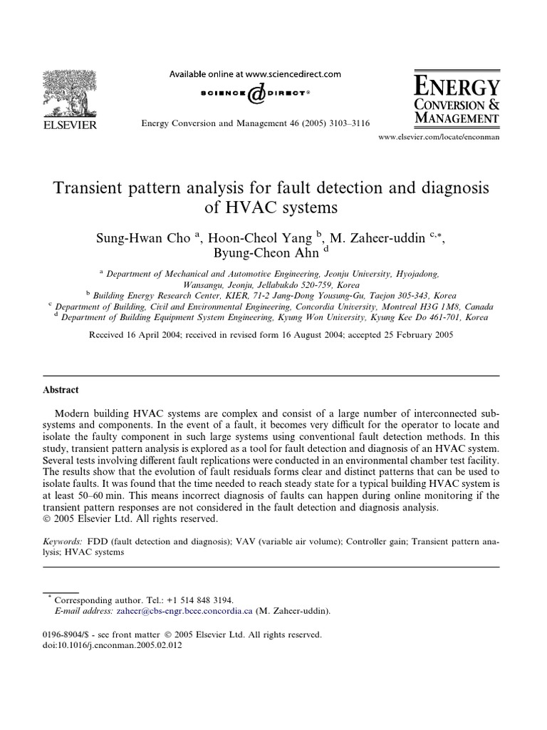 Transient Pattern Analysis For Fault Detection and Diagnosis | PDF ...