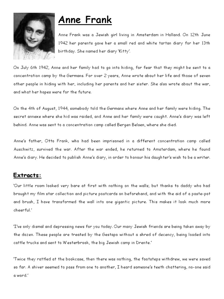 Anne Frank Comprehension | PDF | Anne Frank | Unrest