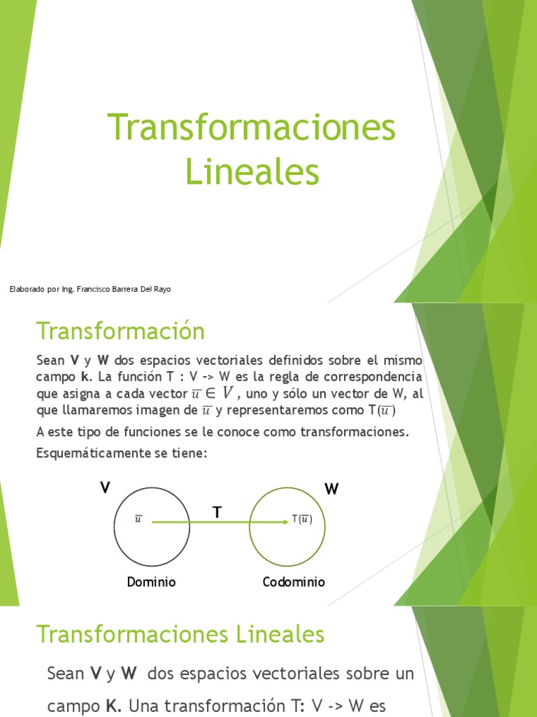 Transformaciones Lineales Pdf Pdf Mapa Lineal Matriz Matemáticas