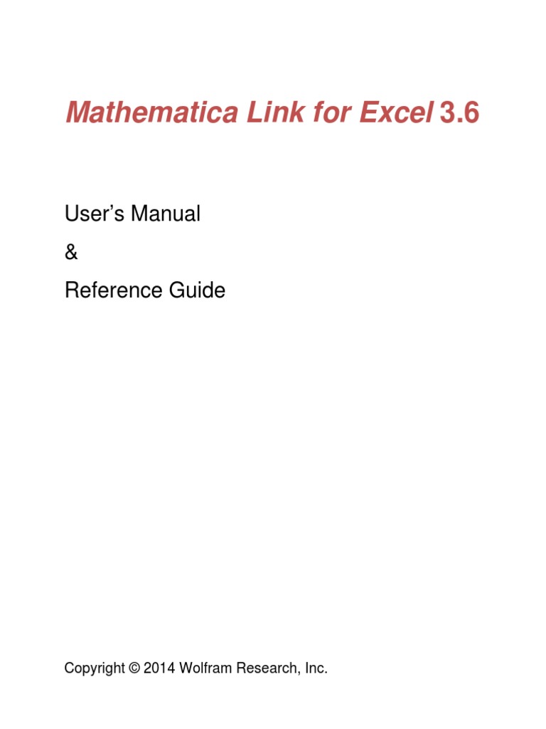 Mathematica Link For Excel MANUAL | PDF | Microsoft Excel | Parameter ...