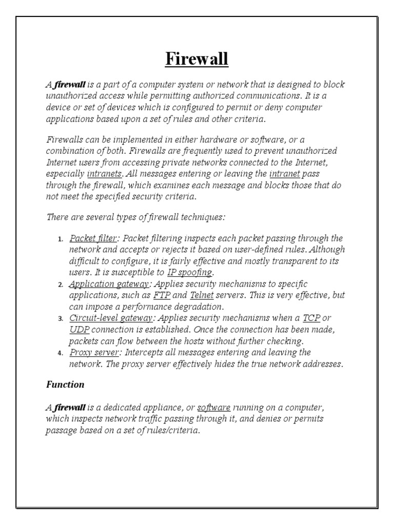Firewall | PDF | Firewall (Computing) | Computer Network