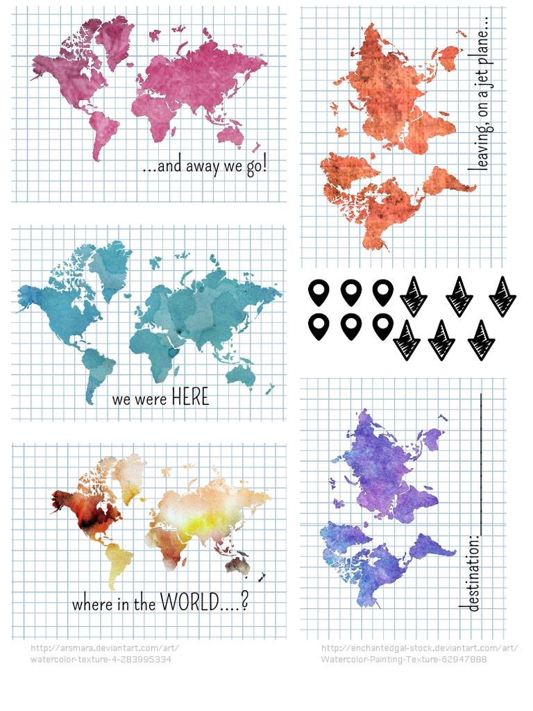 Watercolor Travel Map Textures | PDF