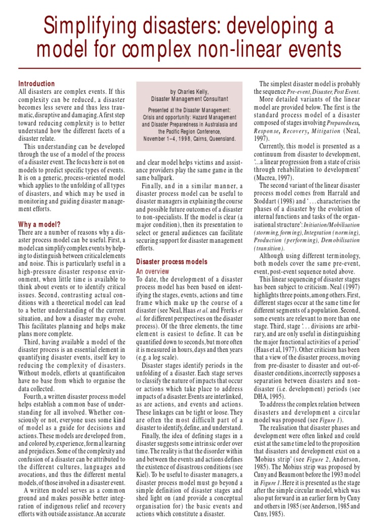 Simplifying Disasters: Developing A Model For Complex Non-Linear Events ...