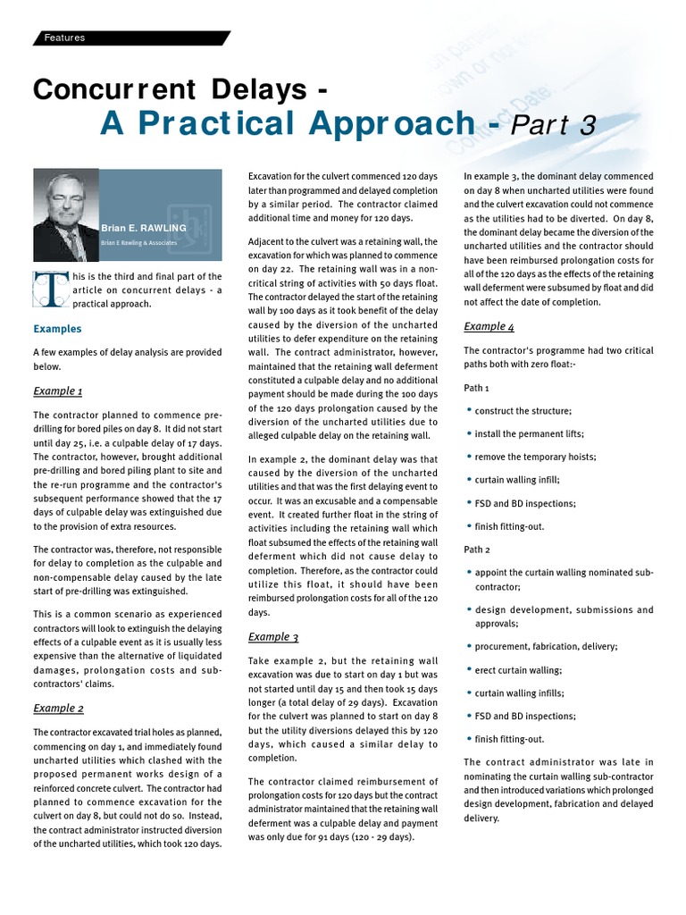 Analyzing Concurrent Delays in Construction Projects: Four Practical Examples | PDF | Deep ...
