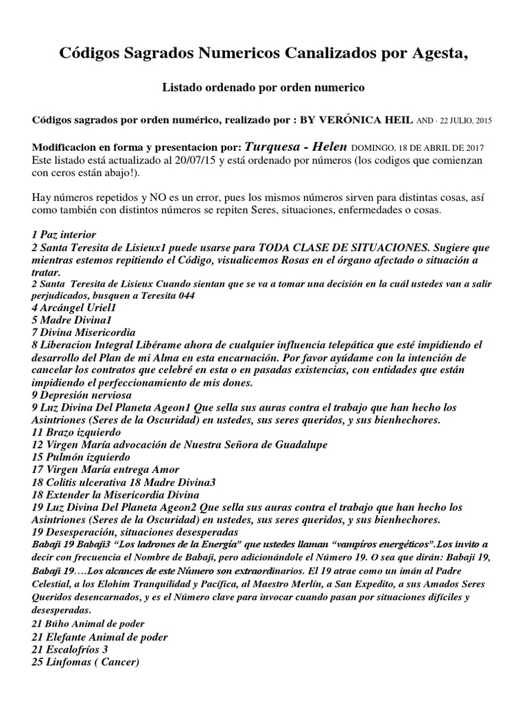 Códigos Sagrados Numéricos | PDF | María, madre de Jesús | Magia ...