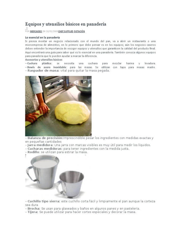 Equipos y Utensilios Básicos en Panadería | PDF | Panes | Alimentos