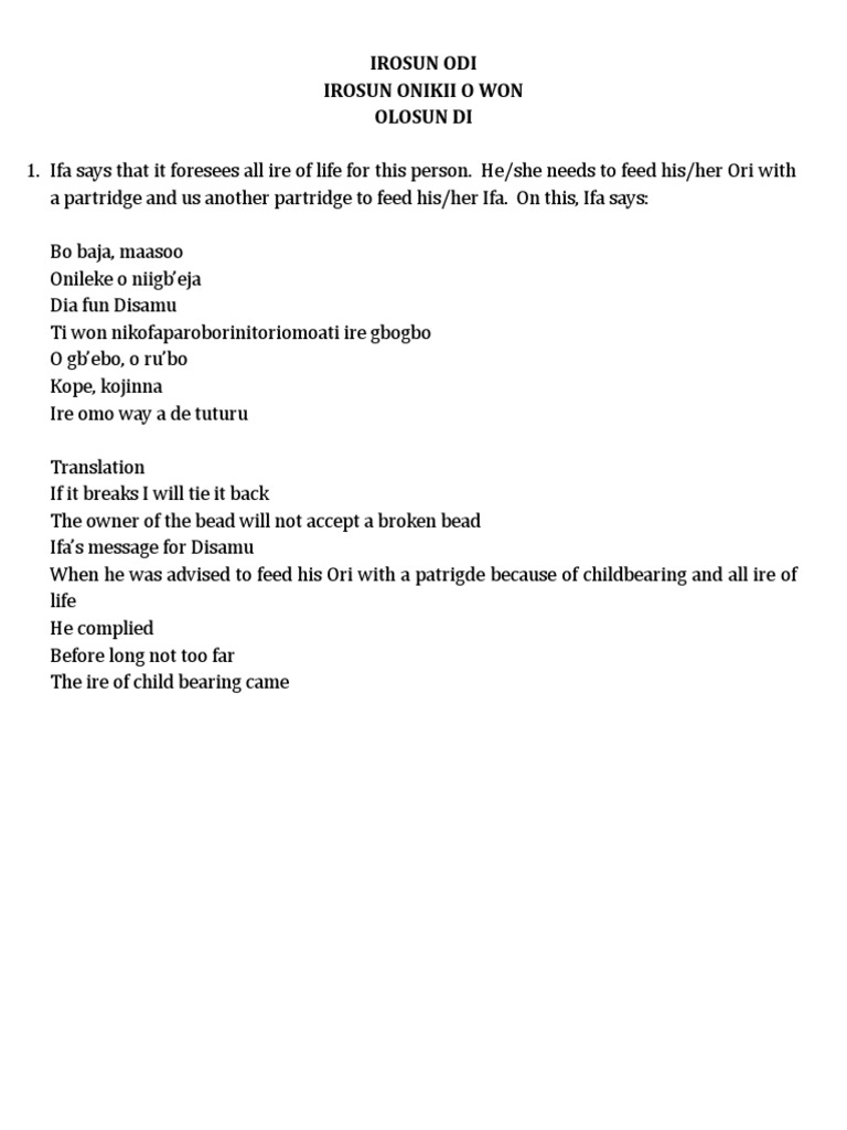 4.irosun Odi | PDF | Santería | Cultural Anthropology